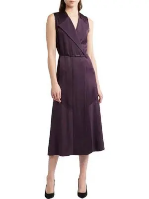 BOSS Dimosa Sleeveless Satin Midi Dress - Dark Carmine