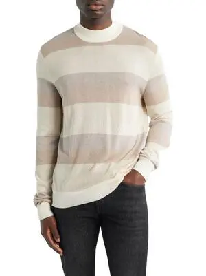 BOSS Striped Silk Sweater - Open White