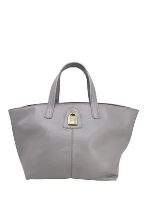 MADISON MAISON Leather Lock Tote Bag Light Grey