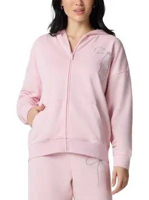FLORENCE BY MILLS Crystal Bow Zip-up Hoodie - Ballet Slipper