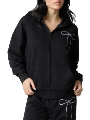 FLORENCE BY MILLS Florence By Mills Crystal Bow Zip-Up Hoodie Black