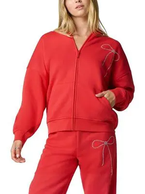 FLORENCE BY MILLS Florence By Mills Crystal Bow Zip-Up Hoodie Scarlet