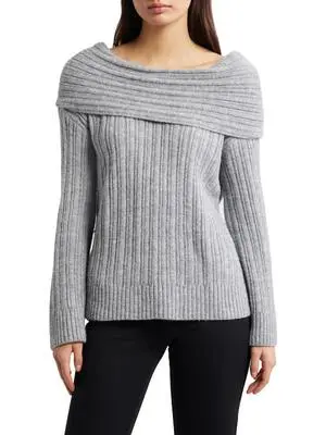 Princess Polly Off-the-shoulder Sweater - Grey