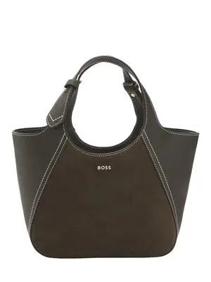 Hugo Small Lenah Suede Tote - Dark Green