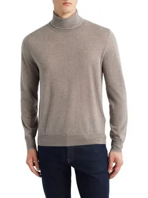 Canali Turtleneck Wool Sweater - Beige