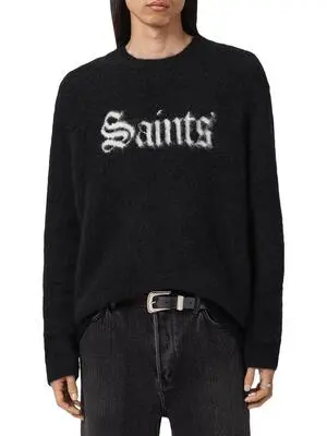ALLSAINTS Wool And Alpaca Blend Crewneck Sweater - Black/chalk White