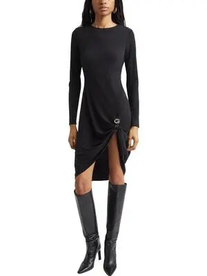 Coperni Suspended Long Sleeve Jersey Dress - Black