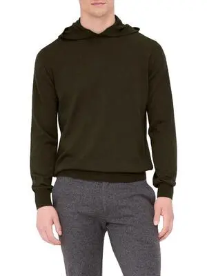 Bugatchi Merino Wool Hooded Sweater - Forest