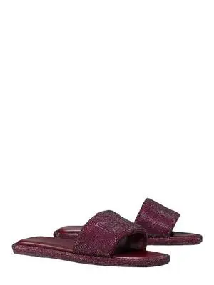Tory Burch Double T Pavé Slide Sandal - Dark Carmine/burgundy