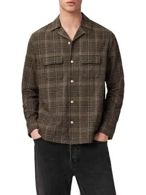 ALLSAINTS Saru Plaid Cotton Button-up Shirt - Black/brown