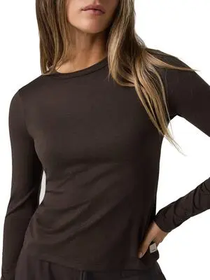 Vuori Long Sleeve Halo Essential Crew Neck T-Shirt Dark Java Heather