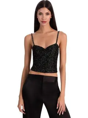 Alice + Olivia Nina Embellished Bustier Top - Black