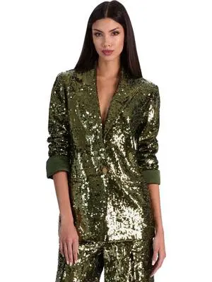 Alice + Olivia Quincy Sequin Blazer - Green