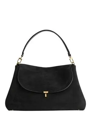 TOTEME T-lock Suede Satchel - Black