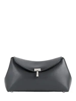 TOTEME Mini T-Lock Leather Clutch Grey