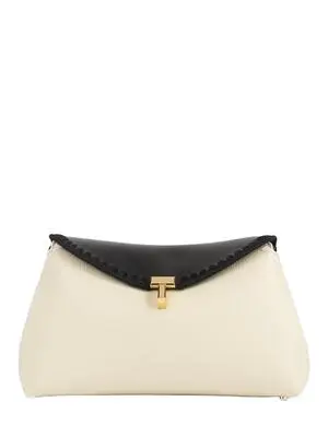 TOTÊME T-lock Embroidered Leather Clutch - Black,milk