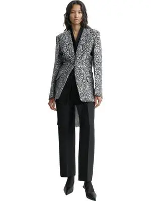 TOTEME Floral Jacquard Slouch Waist Blazer - White,black