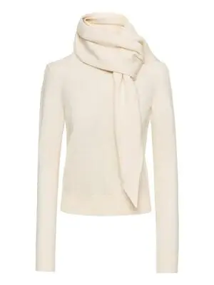 Oscar De La Renta Virgin Wool Pullover With Scarf - Natural