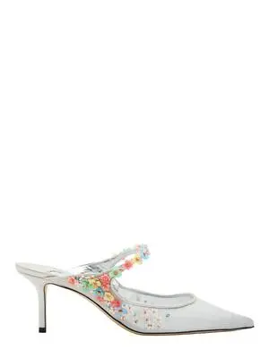JIMMY CHOO 65 Mesh And Metallic Leather Pumps - Silver