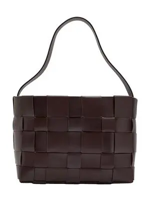 ST. AGNI Woven Mini Leather Tote - Chocolate
