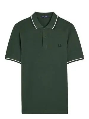 Fred Perry Twin Tipped Logo Piqué Cotton Polo Shirt - Dark Green