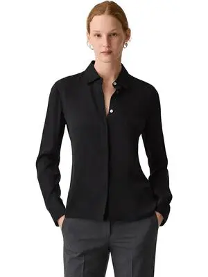 Theory Fitted Silk Georgette Shirt Black