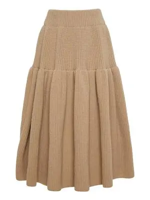 Dries Van Noten Telma Ribbed Wool Midi Skirt - Nude