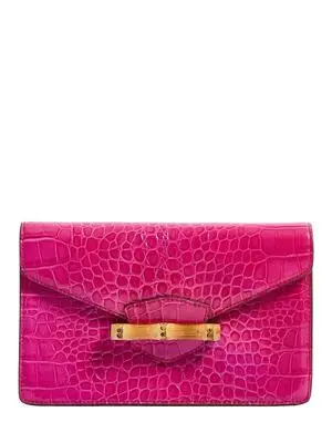 Pamela Munson The Jackie Croc-embossed Clutch - Pink