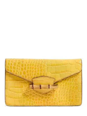 Pamela Munson Jackie Crocodile-effect Clutch - Yellow