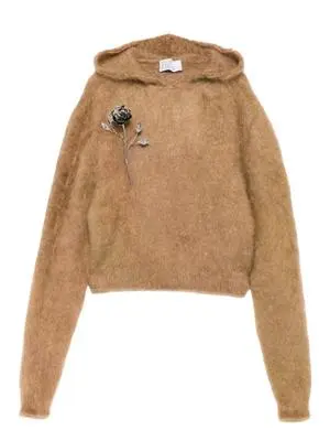 Giuseppe Di Morabito Floral-appliqué Hooded Sweater - Neutrals