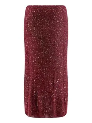 NUDE Sequin-embellished Midi Skirt - Red