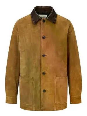 MAN ON THE BOON. Contrast-collar Suede Jacket - Brown