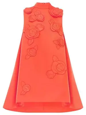 LEO LIN Fallon Floral-appliqué Mini Dress - Orange