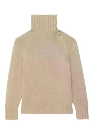 Zadig&Voltaire Ribbed Roll-neck Sweater With Button Embellishments - Neutrals