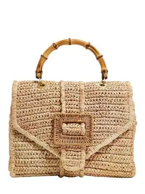 Pamela Munson The Avis Top-handle Tote Bag With Bamboo Detail - Neutrals