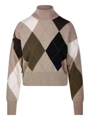 NUDE Argyle-Pattern Turtleneck Sweater
