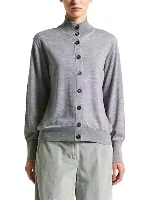 Peserico Buttoned High-neck Cardigan - Grey
