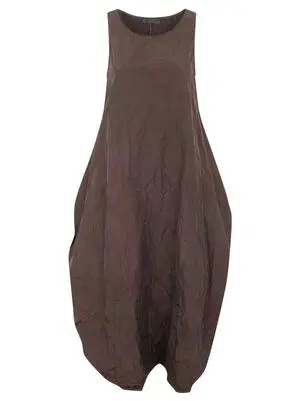MARIA CALDERARA Wrinkled Sleeveless Dress - Brown