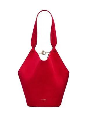 Khaite Lotus Mini Suede Tote Bag Ruby