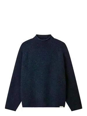 MAN ON THE BOON. Roll Neck Knit Sweater - Blue