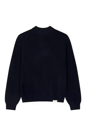 MAN ON THE BOON. Wool Mock-neck Pullover - Blue