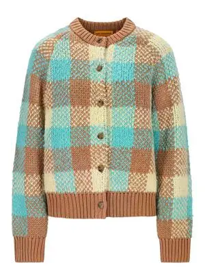 Guest In Residence Check-pattern Buttoned Cardigan - Brown