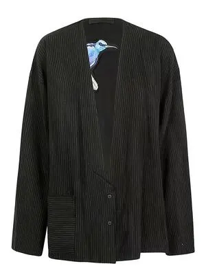 MARIA CALDERARA Pinstriped Pocket Jacket - Black