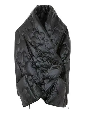 MARIA CALDERARA Flower Quilted Coat - Black