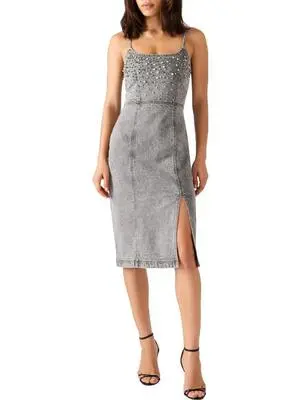 Steve Madden Giselle Rhinestone Detail Denim Dress - Astor Wash
