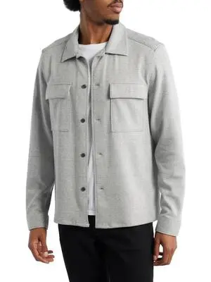 REISS Laroy Grey Glen Check Button-up Overshirt - Soft Grey