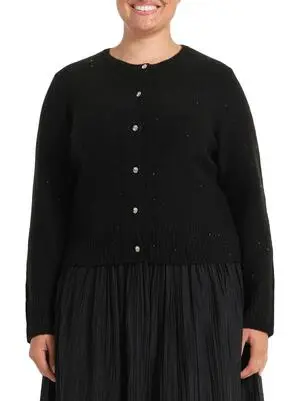 ESTELLE Sequin-embellished Knit Cardigan - Black