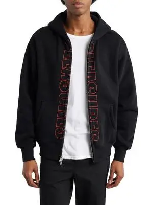 PLEASURES Impact Zip Graphic Hoodie - Black