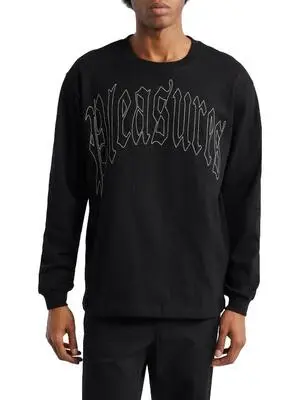 PLEASURES Twitch Embroidered Long Sleeve T-shirt - Black