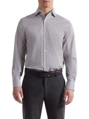 Bugatchi Alvin Shaped Fit Herringbone Button-up Shirt - Taupe